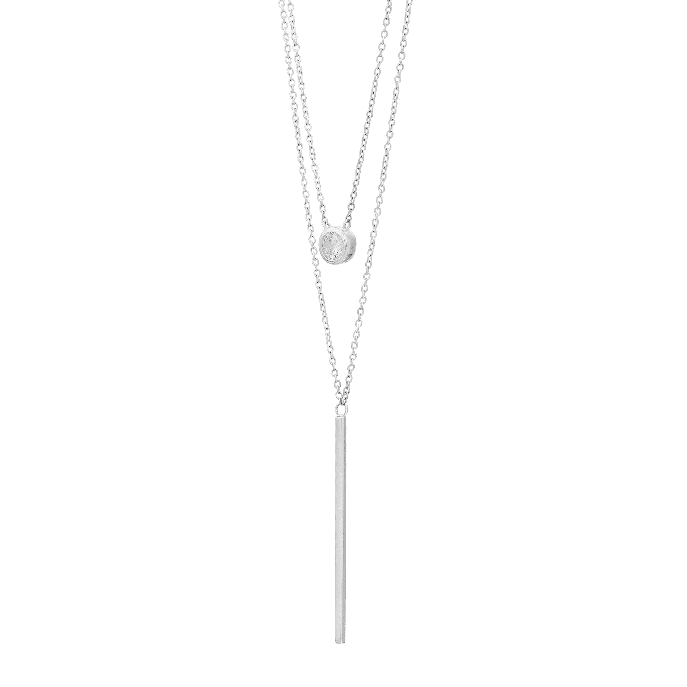 Silpada 'London Decker' Cubic Zirconia Layered Pendant Necklace in Sterling Silver, 17" + 2"