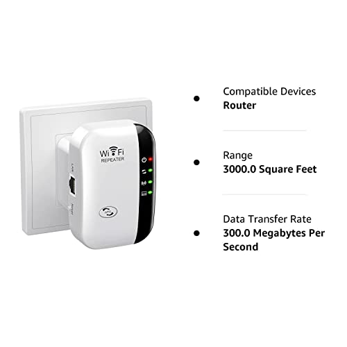 WiFi Extender, Signal Booster Up to 3000sq.ft and 28 Devices, WiFi Range Extender, Wireless Internet Repeater, Long Range Amplifier with Ethernet Port, 1-Tap Setup, Access Point, Alexa Compatible