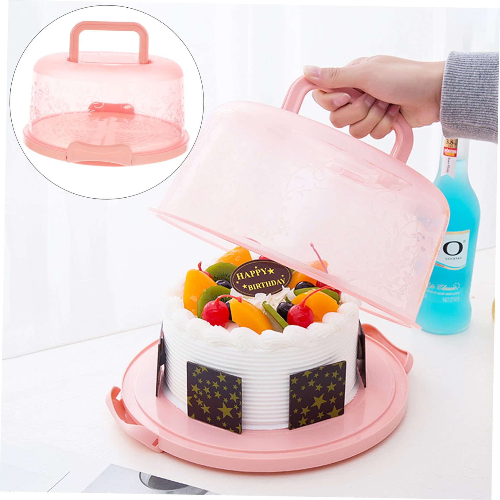 Mikinona 1Pc cake box Cake Plate cake containers with lids cake stand with dome cupcake carrier Cake Carrier with Lid travel tray Round Storage Container pp polypropylene suite bride mini