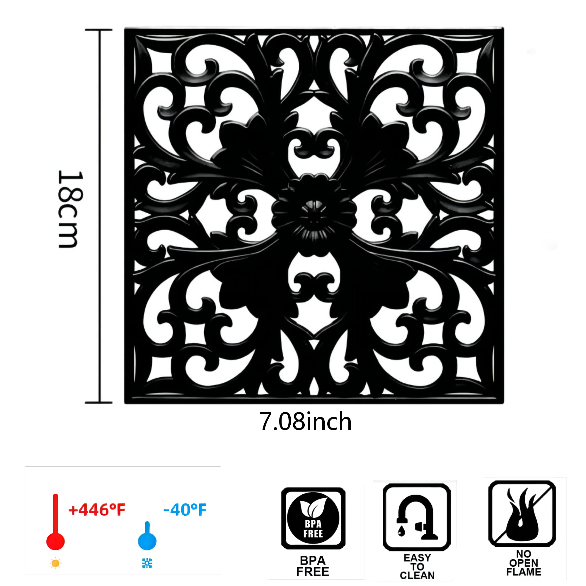 Silicone Trivets Mats-Trivets for Hot Dishes, Table, Countertop, Non-Slip Heat Resistant Modern Kitchen Trivets,Teapot Trivet - Flexible Trivet Square, Hot Pads for Pots & Pans of 3 Blue