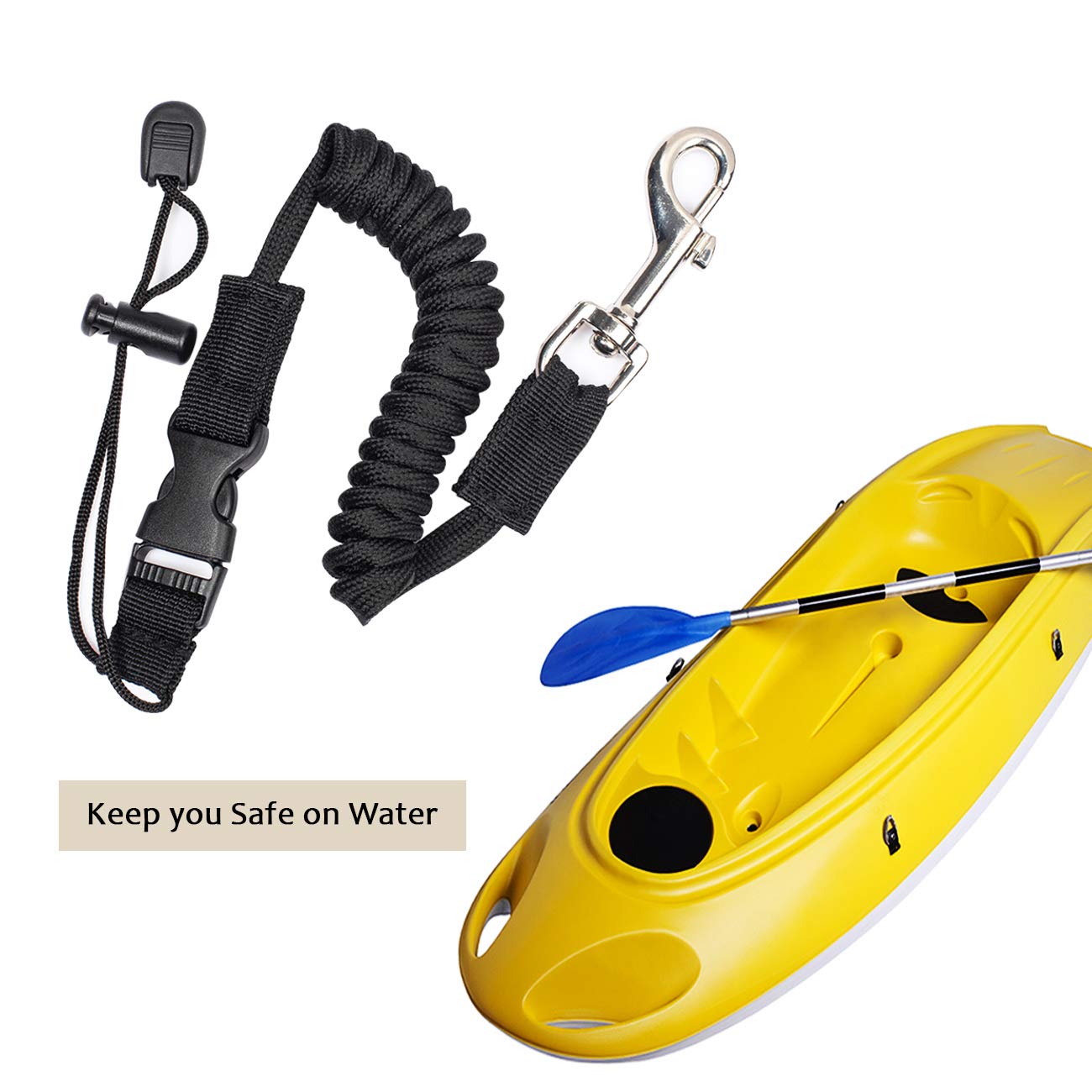 Overmont 2 Pack Kayak Lanyard Leash Kayaking Fishing Stretchable Paddle Lanyard for SUP Kayak Paddles Fishing Rod