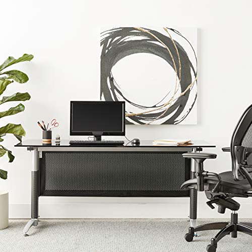 Neos Modern Furniture CD12 Contemporary Home Office Glass Top Desk Table with Metal Frame, 63" Smoke