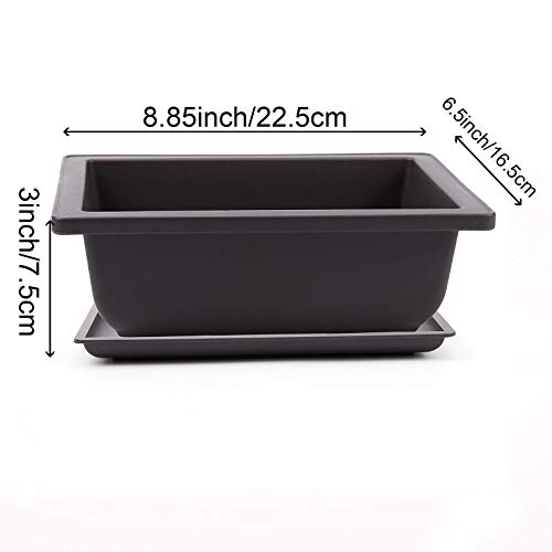 ZEONHEI 15 PCS 8.8 Inch Bonsai Training Pots, Bonsai Tree Growing Pots with 15 Drainage Trays, Plastic Bonsai Planter for Garden, Yard, Office, Porch, Balcony, Home Decoration