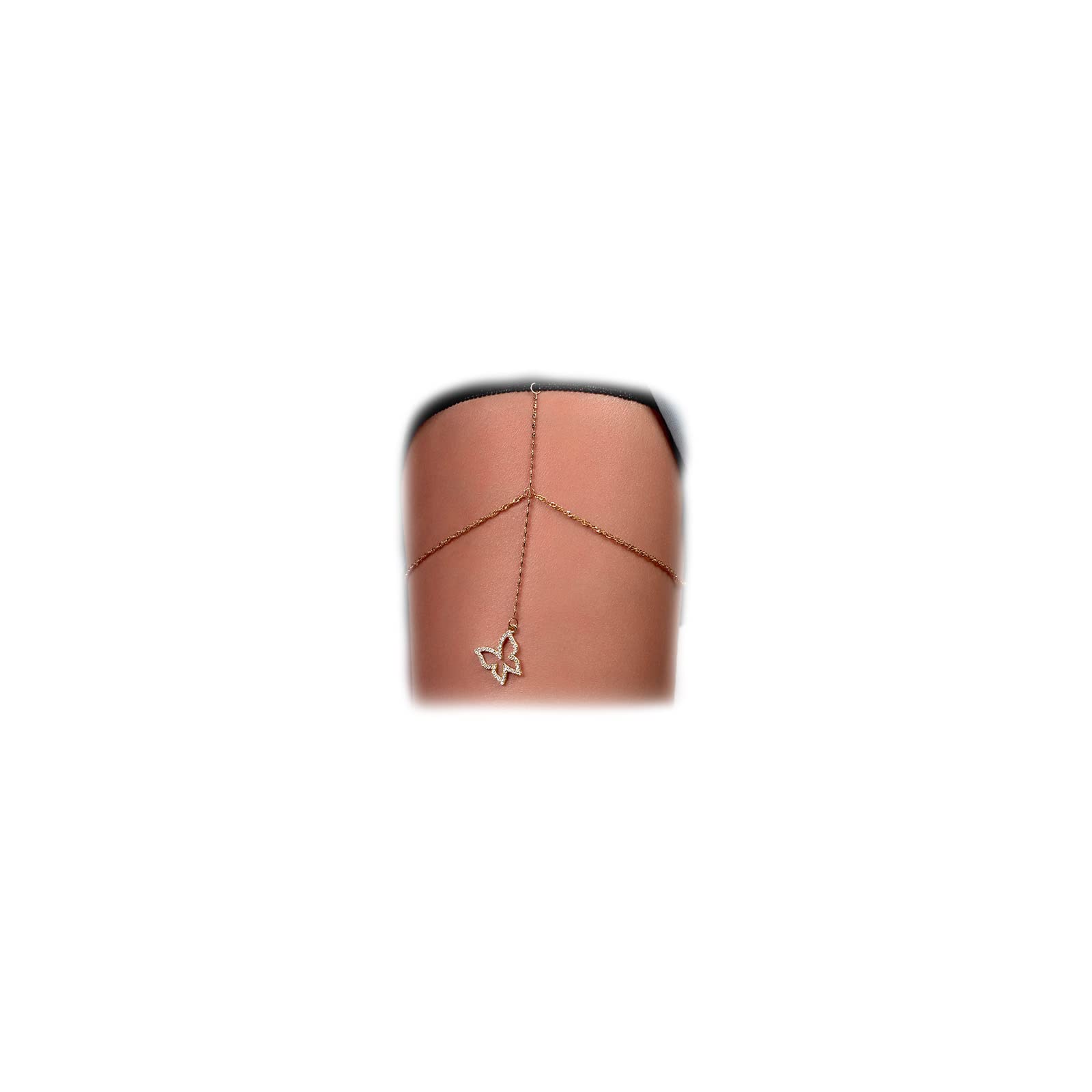 Vichay Party Leg Jewelry Women Body Chain Layered Thigh Chain Boho Body Accessories (B-Gold Butterfly)