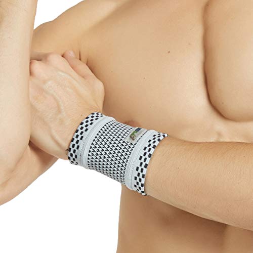 NeoTech Care Wrist Band - Light, Elastic, Men, Women, Right or Left - Grey Color (Size S, 1 Pair)