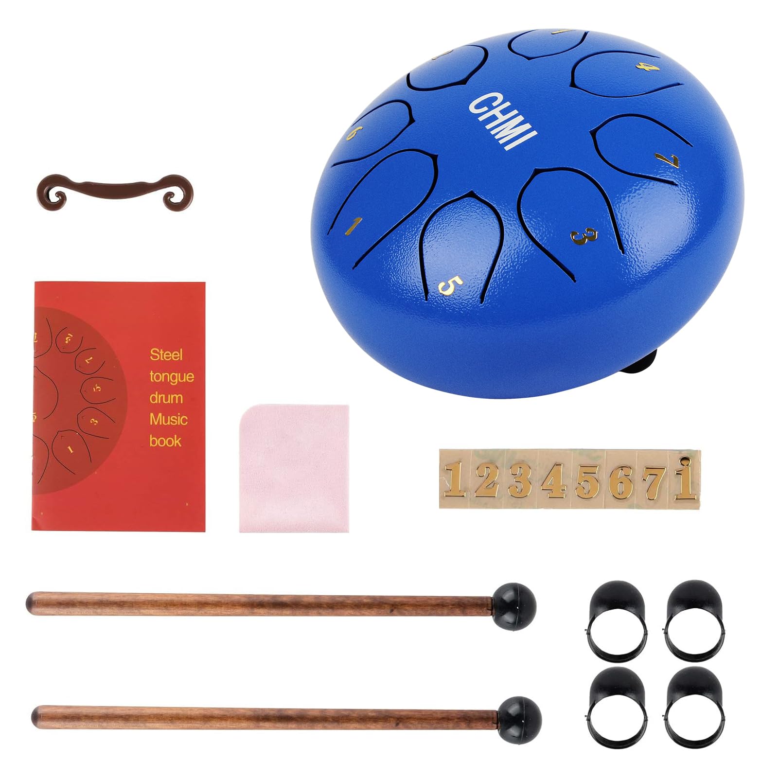 Rain Drum for Outside,Steel Tongue Drum,8 Notes 6 inches Rain Music Maker Outside with Bag, Hand Pan Drums with Music Book and Mallets, D Key Tongue Drum (Blue)