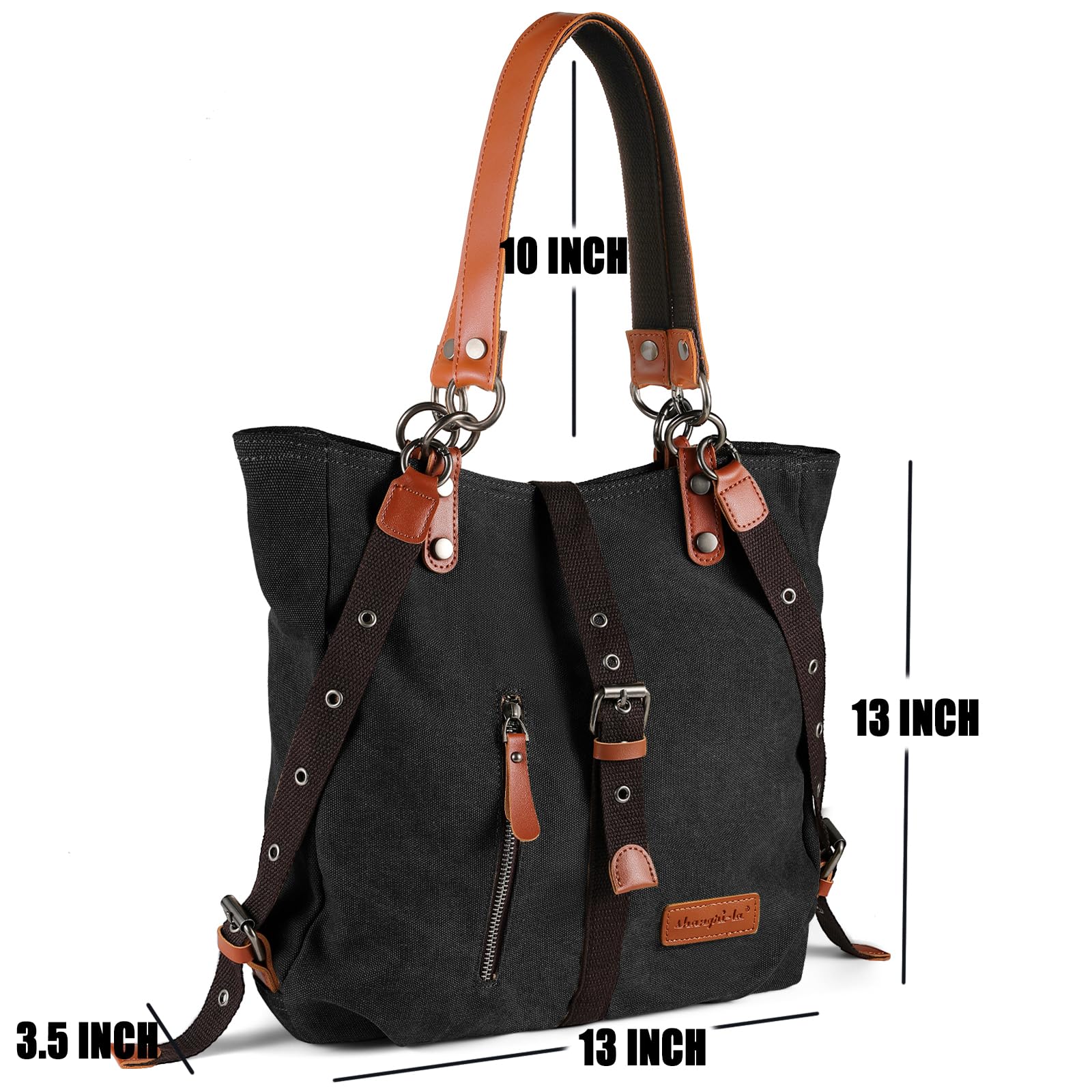 SHANGRI-LA Canvas Backpack Purse Casual Tote Handbag Shoulder Bag for Women