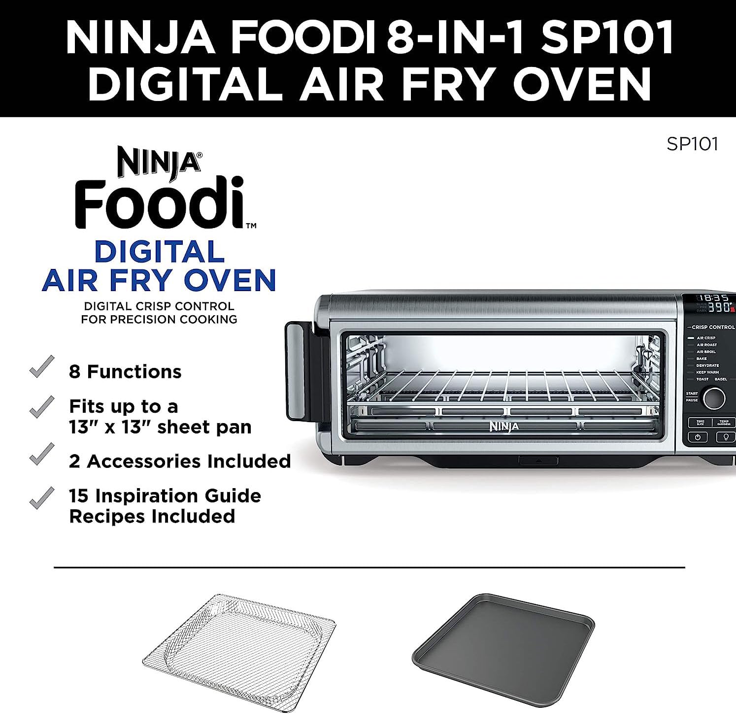 Ninja Foodi Digital Air Fry Oven (Renewed) Bundle with 3 Year Enhanced Protection Pack