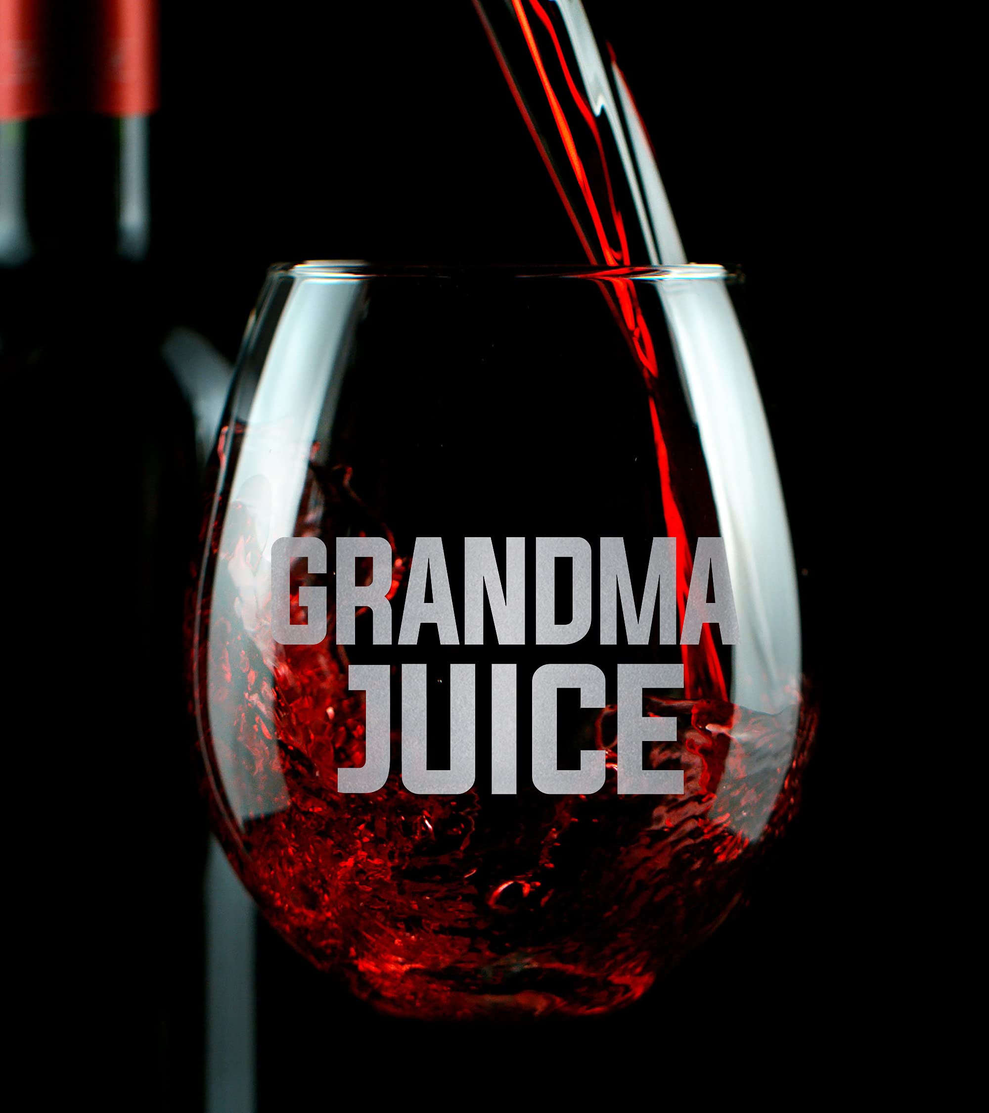 Promotion & Beyond GRANDMA JUICE Stemless Wine Glass - Funny Gift for Grandmother From Daughter Son Husband - Mother's Day