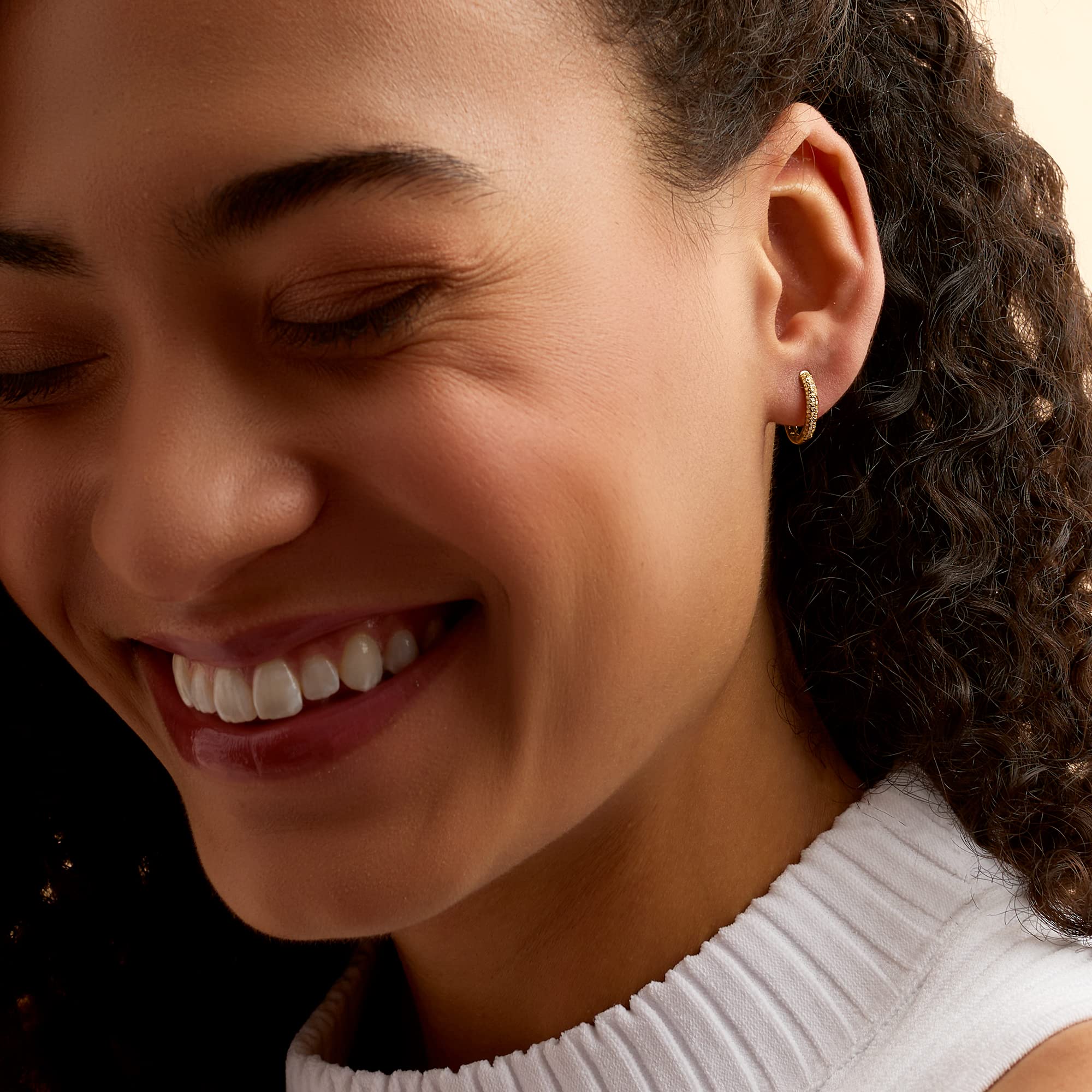 RS Pure by Ross-Simons 0.25 ct. t.w. Diamond Huggie Hoop Earrings in 14kt Yellow Gold
