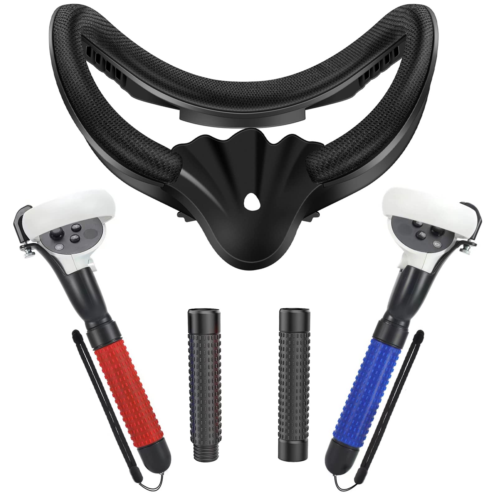 VR Games Accessories for Meta Quest 2 Facial Interface and Beat Saber Golf Club Fishing Accessory Enhance Immersive Experience