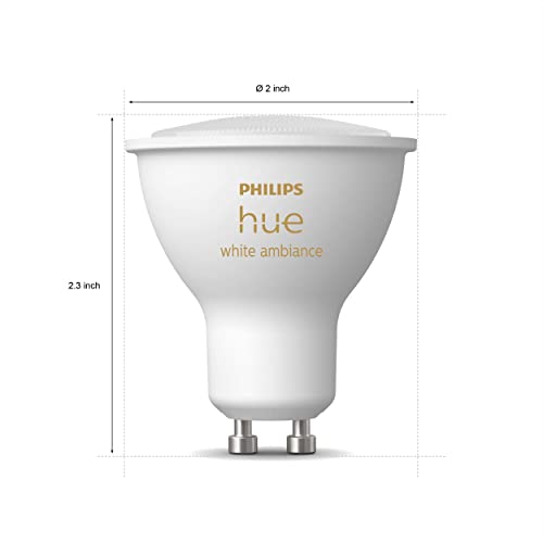 Philips Hue Smart 60W GU10 LED Bulb - White Ambiance Warm-to-Cool White Light - 2 Pack - 400LM - Indoor - Control with Hue App - Works with Alexa, Google Assistant and Apple Homekit