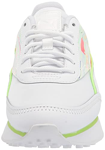 PUMA womens Future Rider Sneaker, Puma White-sunblaze-green Glare, 10 US