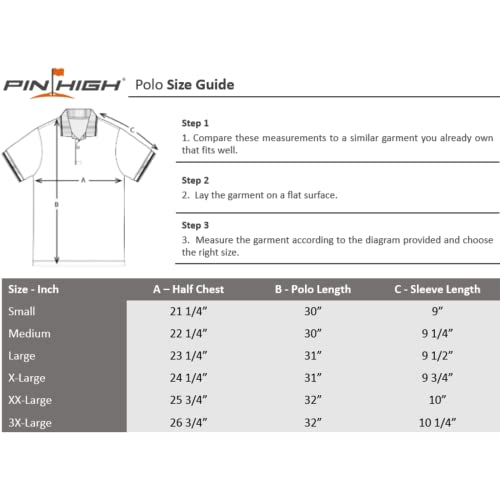 Pin High Ricardo High Performance Golf Polo Shirts for Men, Greenery/White, XXL