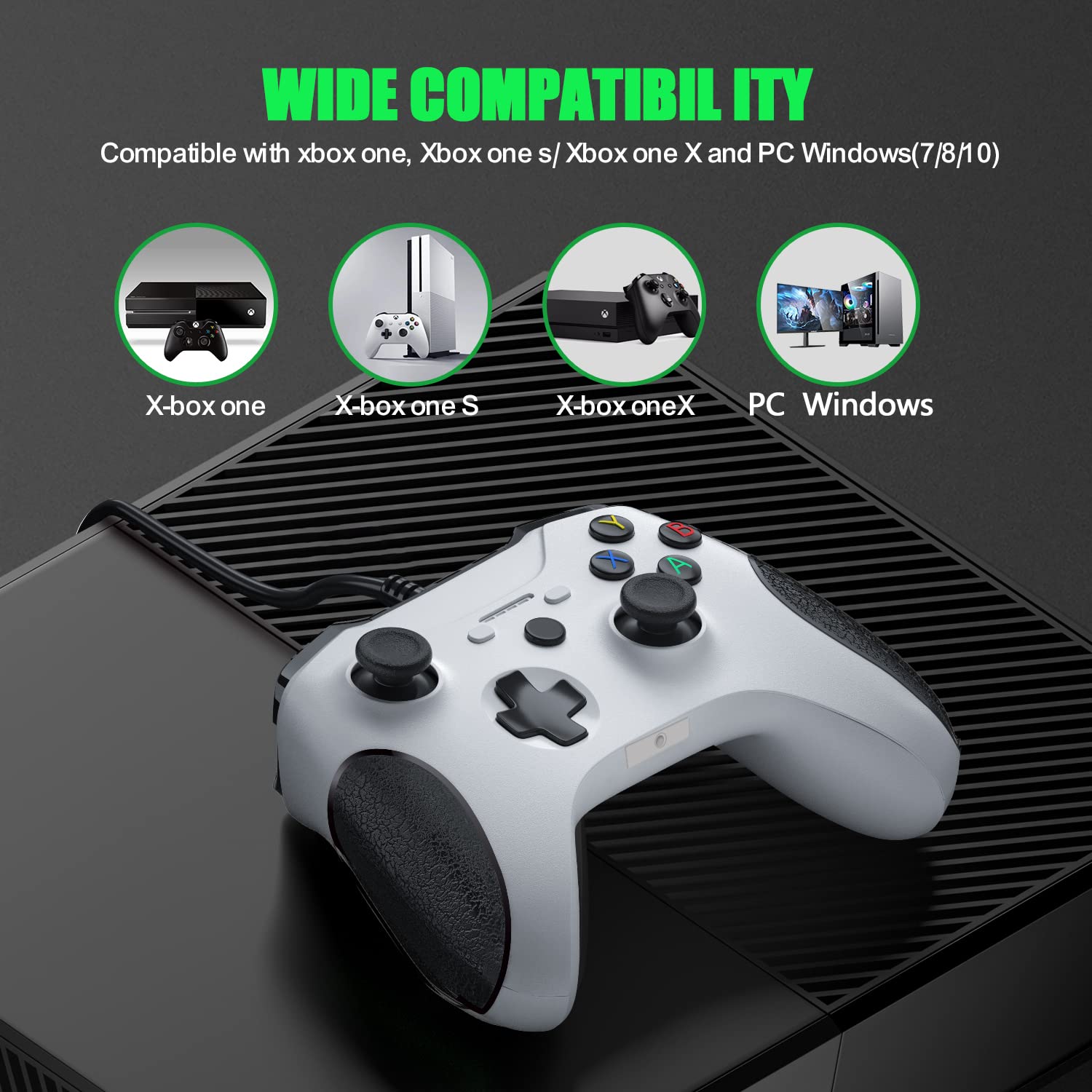Puning Wired Controller Replacement for Xbox One Controller,Wired Gamepad Joystick with Dual Vibration Compatible with Xbox One S/X and Win 7/8/10