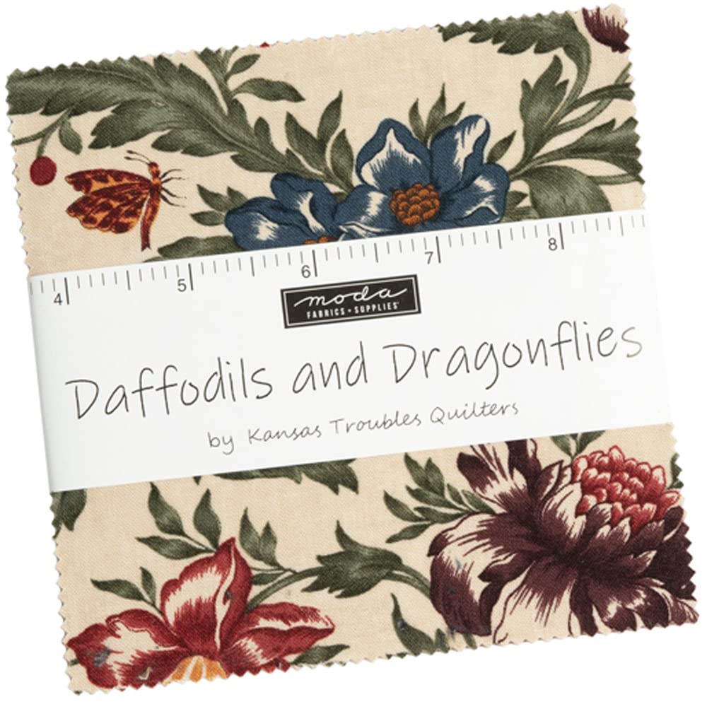 Moda Fabrics and Dragonflies Charm Pack by Kansas Troubles Quilters; 42-5'' Precut Fabric Quilt Squares 5 Inches
