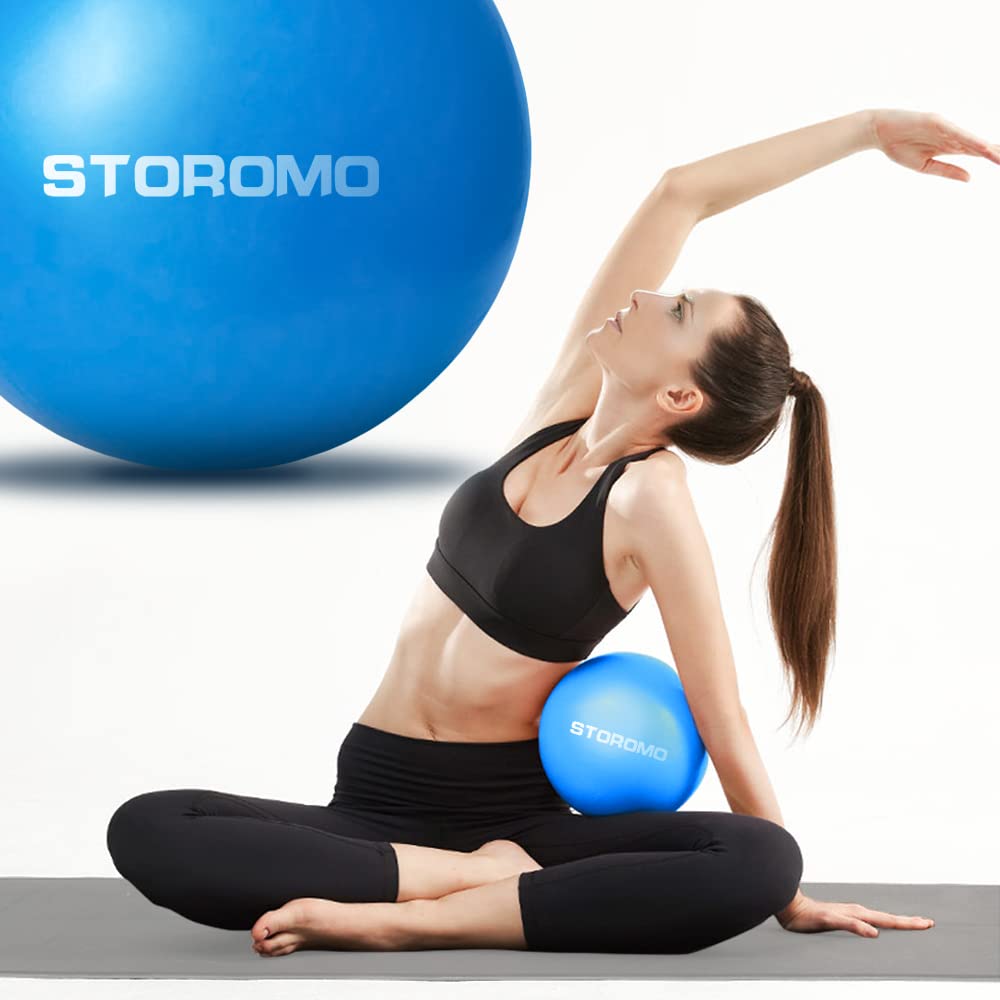STOROMO Mini Exercise Ball, Pilates Ball,Barre Ball,Bender Ball,Exercise Ball Small 9 Inch,for Home & Gym Improves Balance and Core Training (Blue)