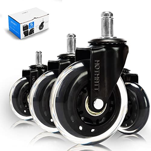 Rollerblade Wheels for Office Chairs, Universal Replacement Casters, Safety for Wood,Carpet All Floors,Noiseless&Heavy Duty 650lbs,Roll Smoothly and Easy Installation for Desk Chair,Gaming chair,3inch