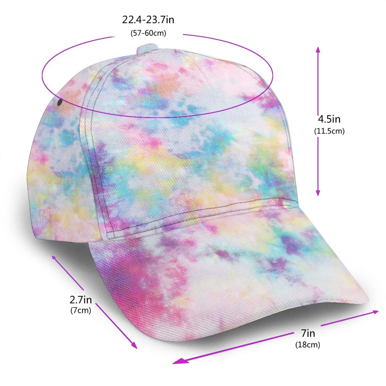 Rainbow Tie Dye Baseball Cap for Men Women Girl Tie Dye Hat Low Profile Adjustable Dad Hat for Teens