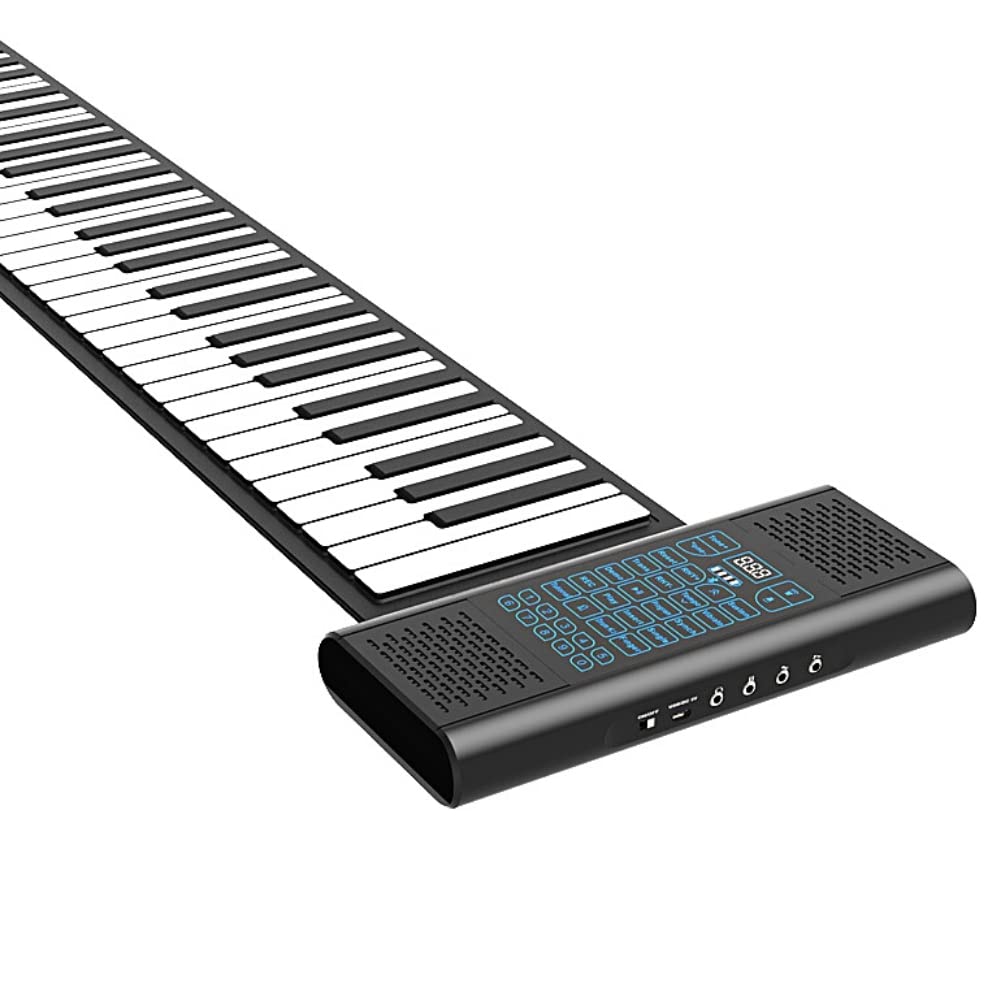 Portable 88 Keys Roll Up Piano with MIDI Output and Built-In Speaker, Flexible Digital Electronic Keyboard - Record and Play Feature, 128 Tones & Rhythms, 14 Demo Songs and Tutorial Function