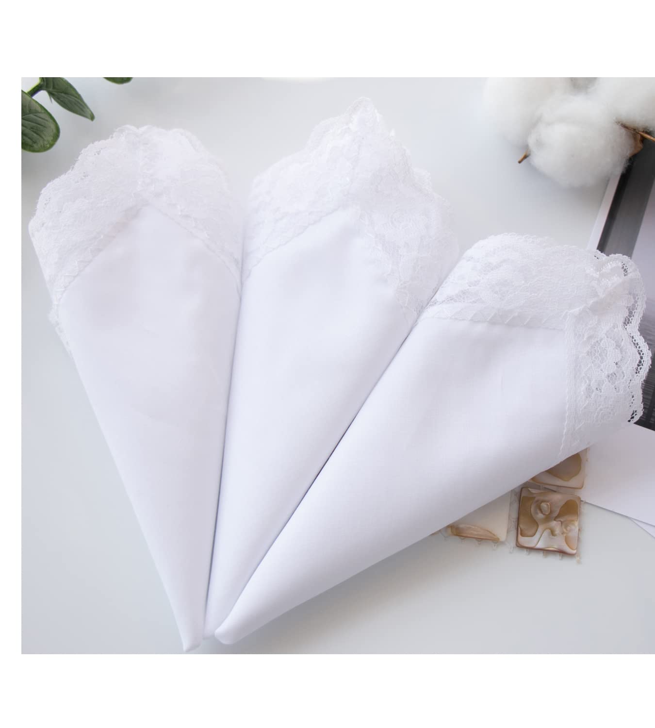 MileyMarla Ladies New Pretty Lace White Cotton Handkerchiefs Wedding Hankies Hanky