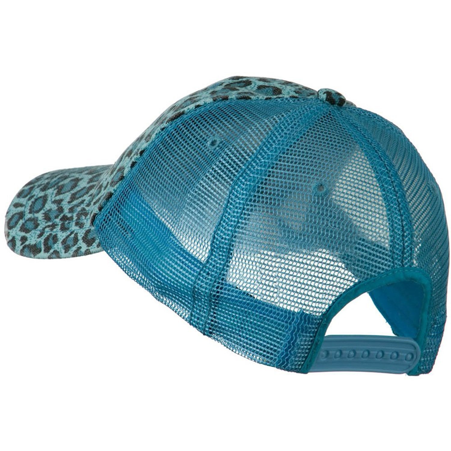 MG Women's Print Mesh Canvas Trucker Baseball Cap Hat (Blue Leopard)