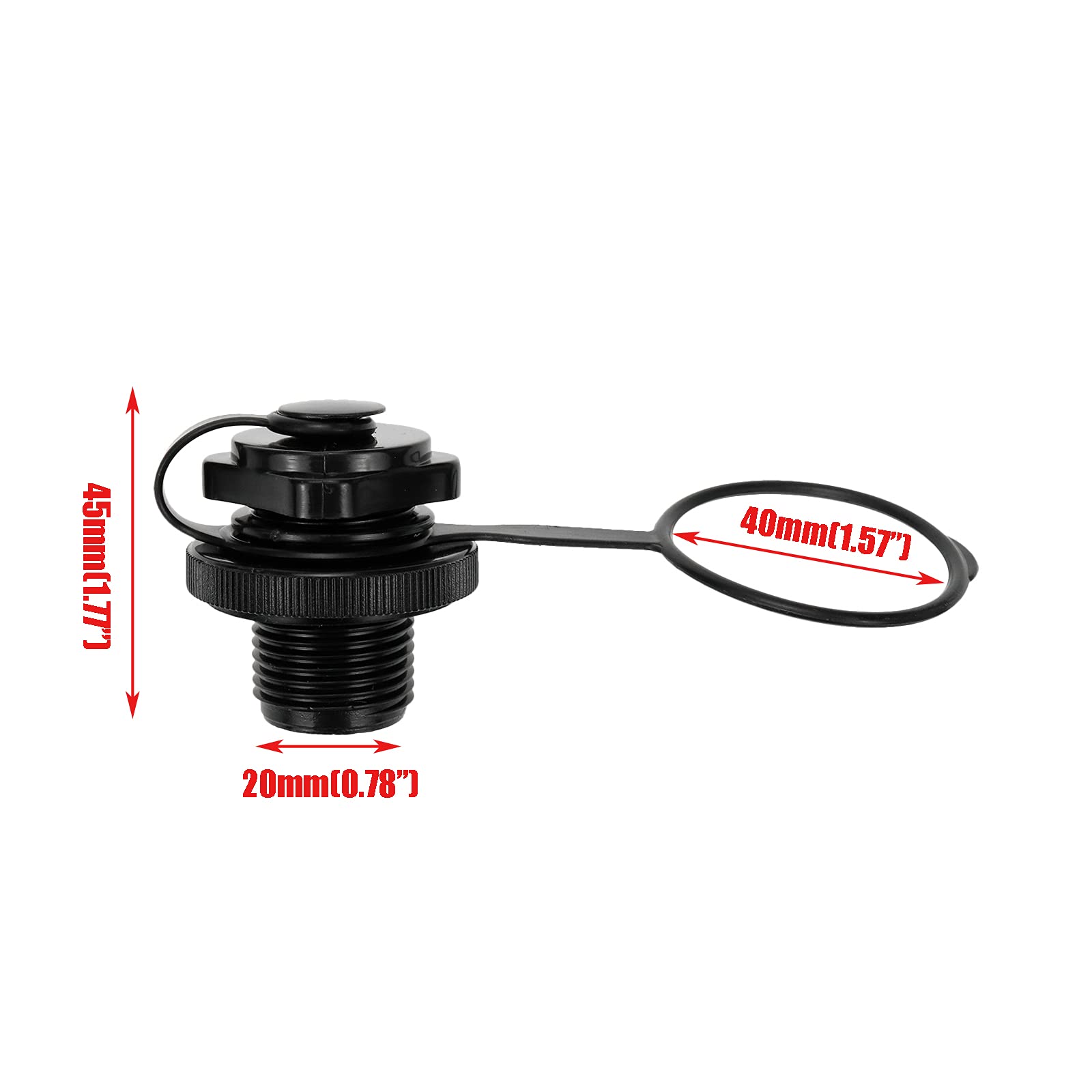 Quluxe 5 Pcs Air Valve Inflatable Boat Spiral Air Plugs Air Mattress Plugs Boston Valve for Rubber Dinghy Raft Kayak Pool Boat Airbeds- Black