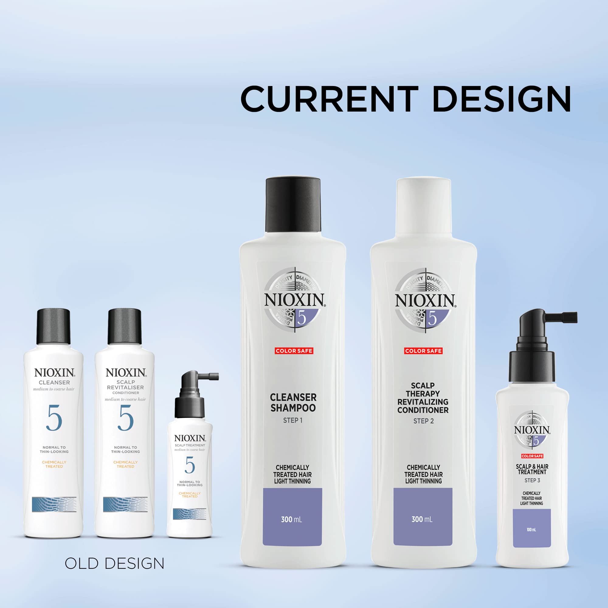 Nioxin System 5 Scalp Cleaning Shampoo and Therapy Conditioner Set for Chemically Treated Hair with Light Thinning