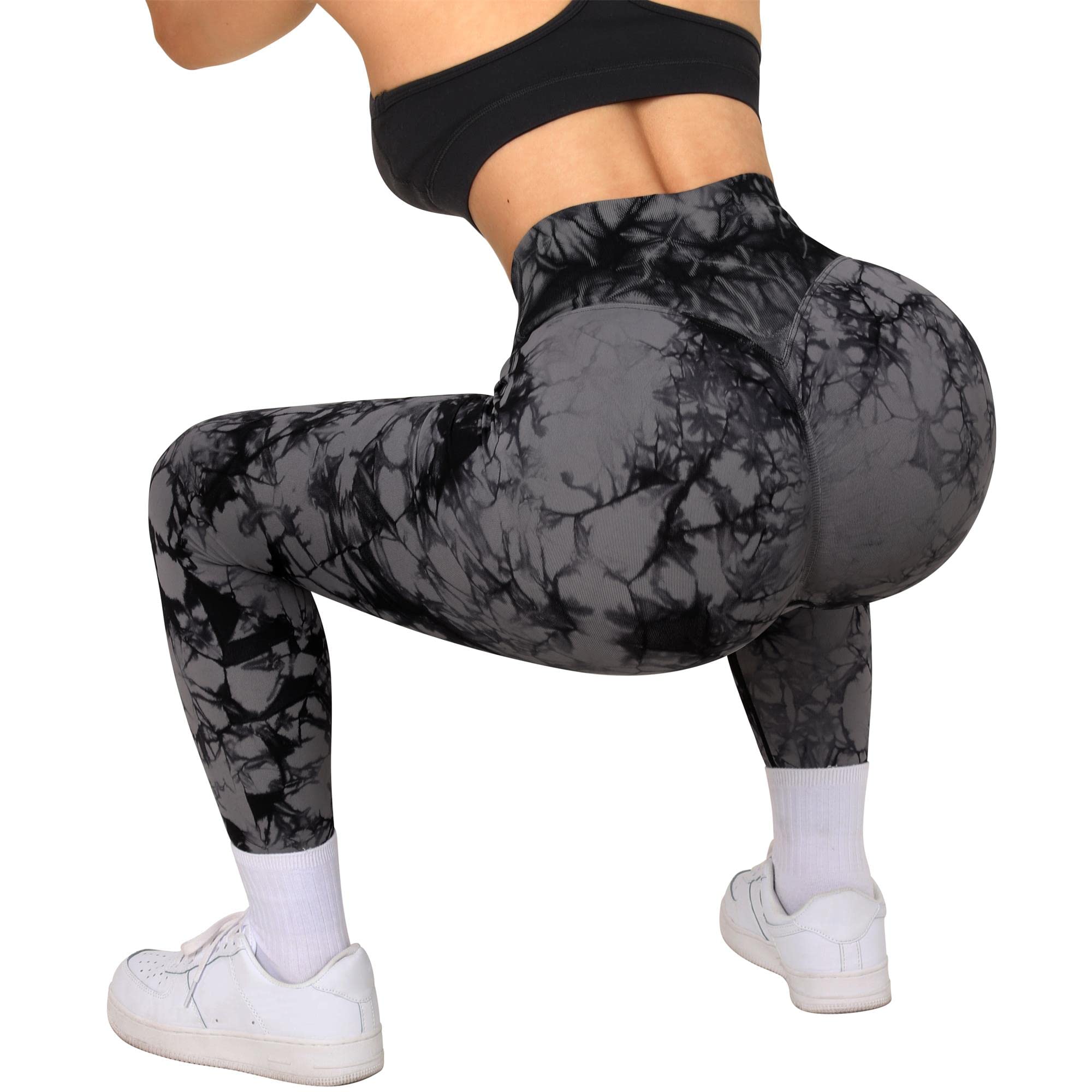 RXRXCOCO Women Seamless Crossover Leggings High Waisted Butt Lifting Workout Yoga Pants Large Rose Red