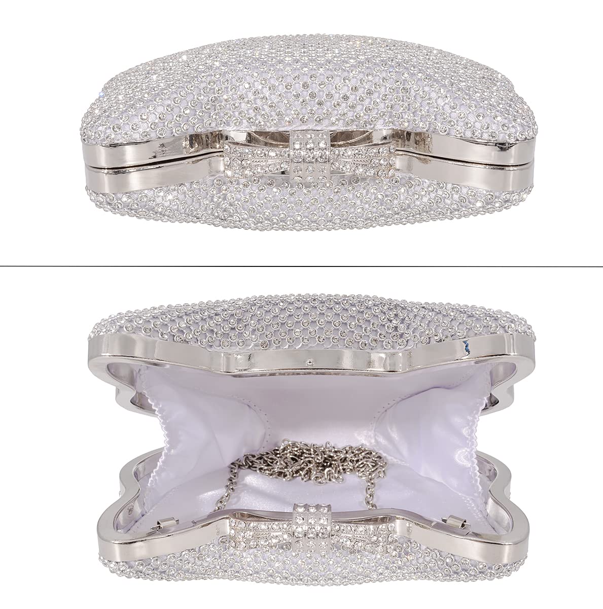 Sumnn Crystal Evening Clutch Woman Evening Bag For Party and wedding (silver)