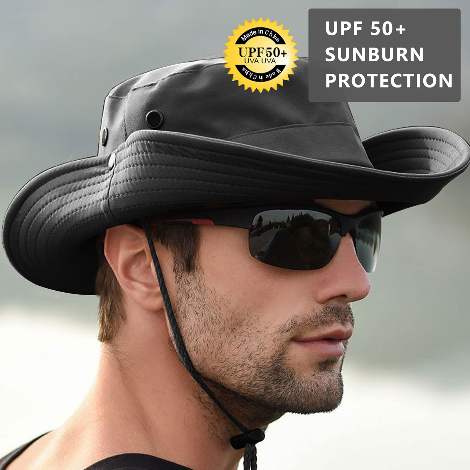 Sun Hats for Men/Women, Bucket Hat and Fishing Hat Wide Brim Foldable Boonie Hat with UV Protectionfor for Hiking Camping