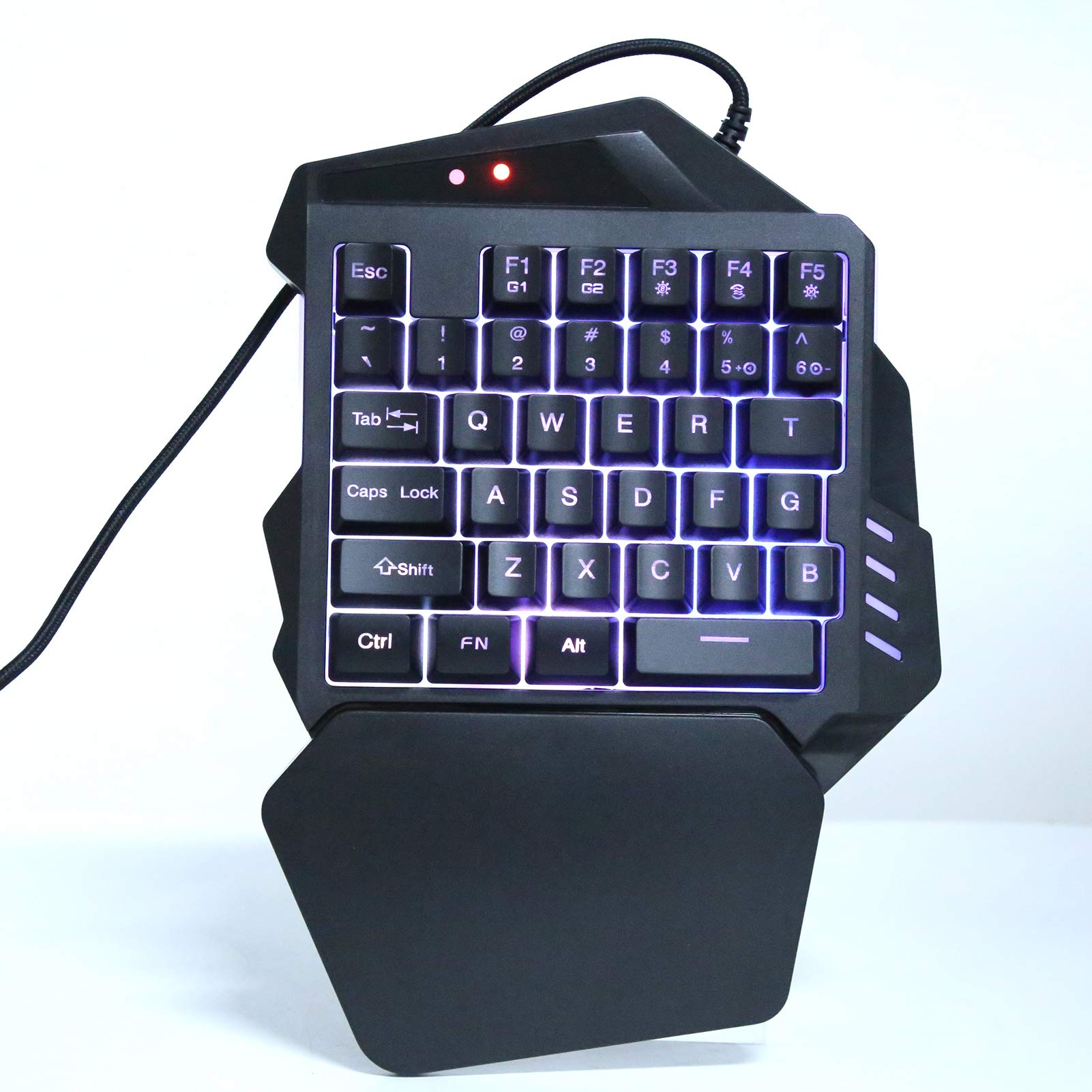 One Handed Mechanical Gaming Keyboard, OneHanded Small Gaming Ergonomic Keyboard BuiltIn Converter RGB Keyboard for Game