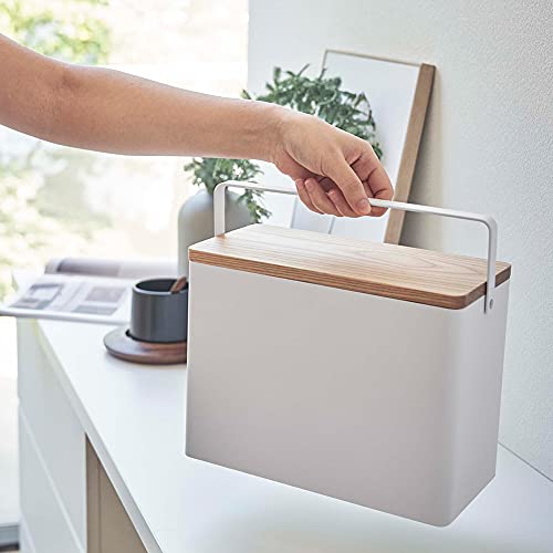 YAMAZAKI Home First Aid Box Three Tiered Medical Supplies Metal Organizer With Multicompartment Storage, Steel + Wood, Handles, Lid, No Assembly Req.