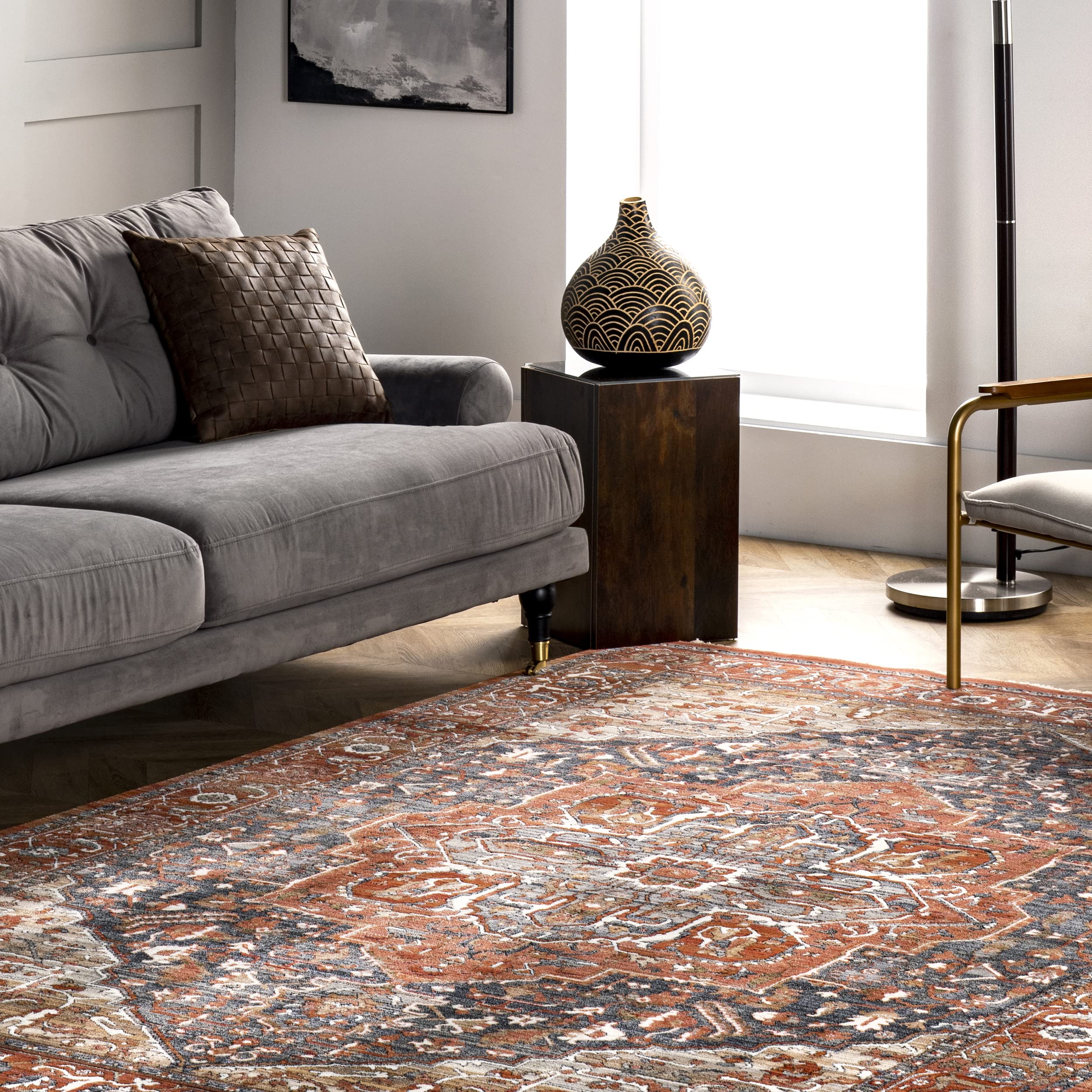 nuLOOM Oliveira Floral Medallion Fringe Area Rug, 7x10, Red