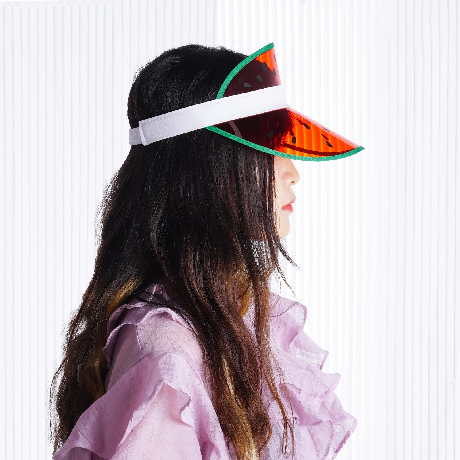 Sun Visor Hat UV Sports Watermelon Pattern Cap Tennis Golf UPF Visors Headwear for Men Women Outdoor Summer Travel Red
