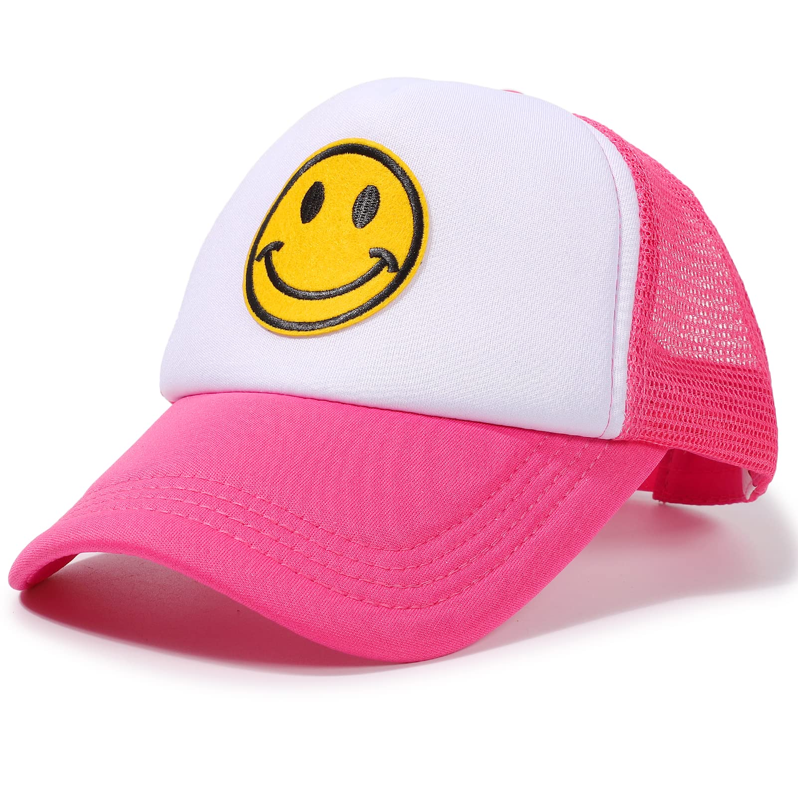 Smiley Face Trucker Hat Women Mesh Baseball Hat Adjustable Snap Backs Caps for Men