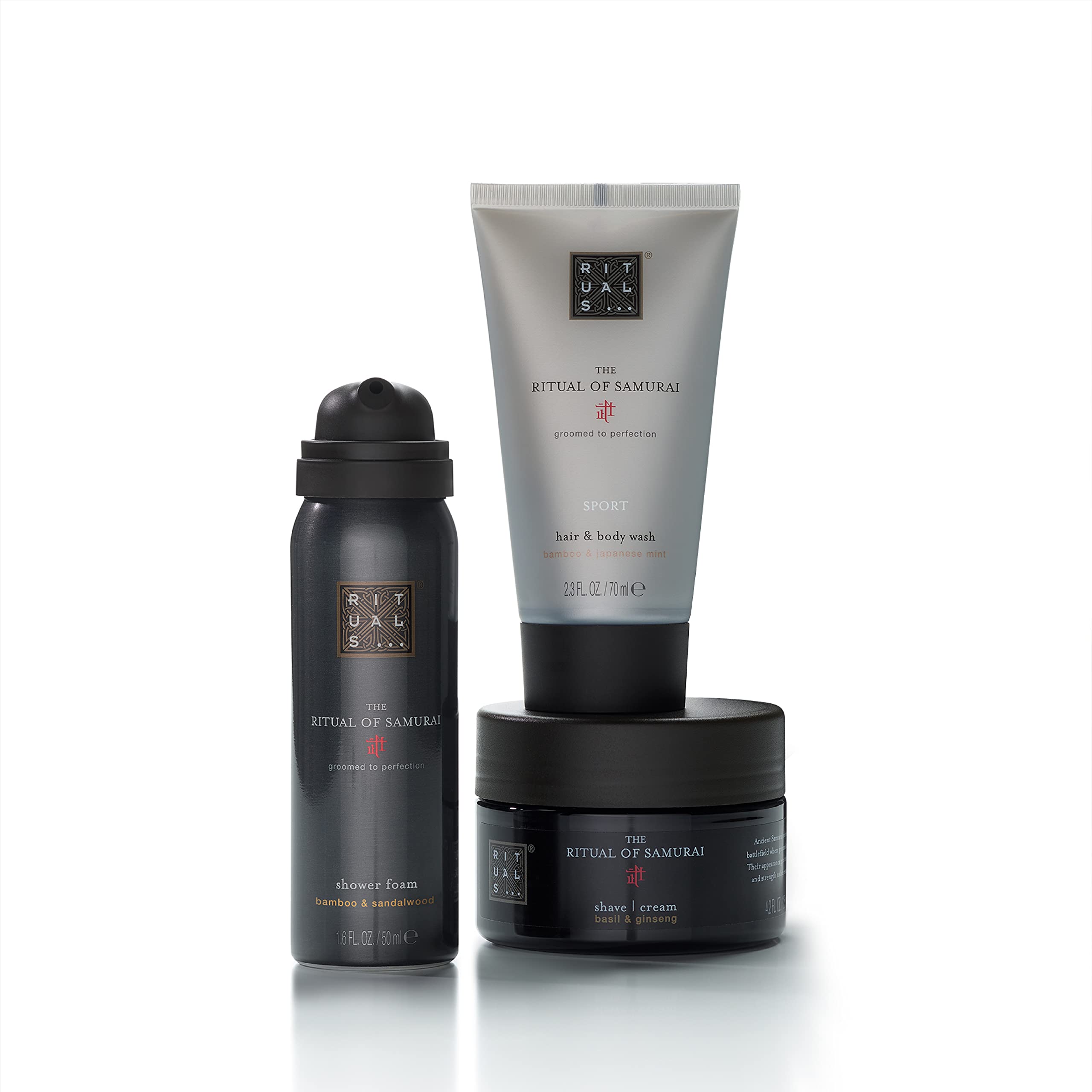 RITUALS Samurai Classic Invigorating Discovery Set for Men - Foaming Shower Gel, Hair & Body Wash & Shaving Cream with Bamboo & Sandalwood
