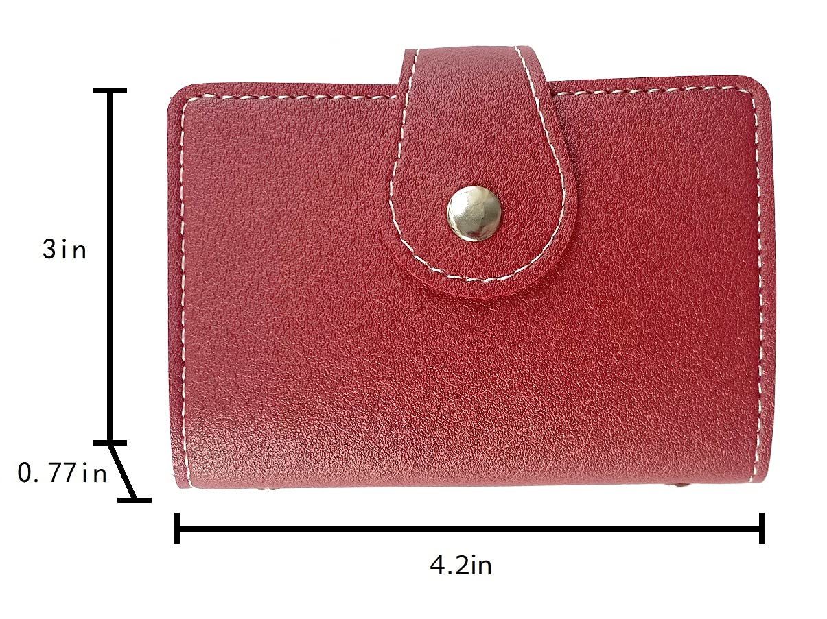 Sanzeon Credit Card Holder Wallet, PU Leather Business Card Organizer with 26 Card Slots, Debit Card Protector Organizer Case (Red)