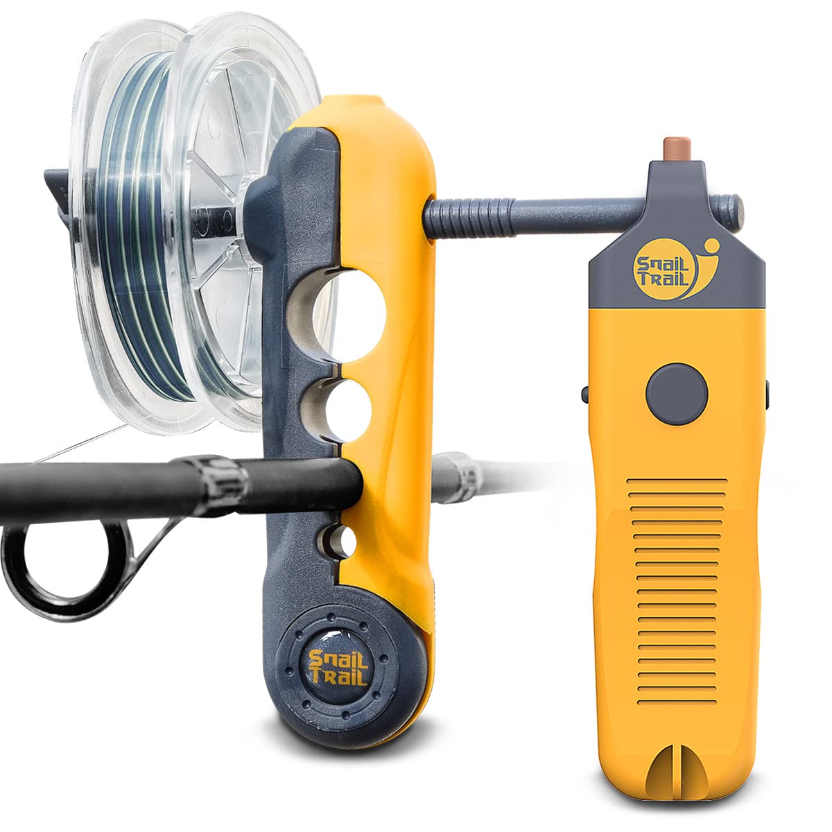 SNAIL TRAIL 3-in-1 Fishing Combo Kit, Electric Line Stripper & Hook Sharpener with Portable Spooler. Automatic Fish Wire Remover, Spinning & Baitcaster Reel Winder, Rod Spooling Machine, Gifts for Men