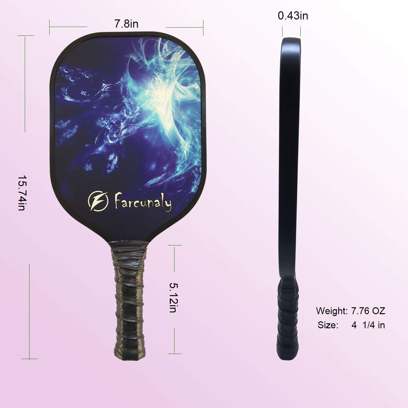 Pickleball Paddle Set,Two Graphite Pickleball Paddles and 4 Balls, Diving Cloth Cover Bag, Graphite Face, Polymer Honeycomb Core and Sandy Surface, use molding Process(Sky Blue)