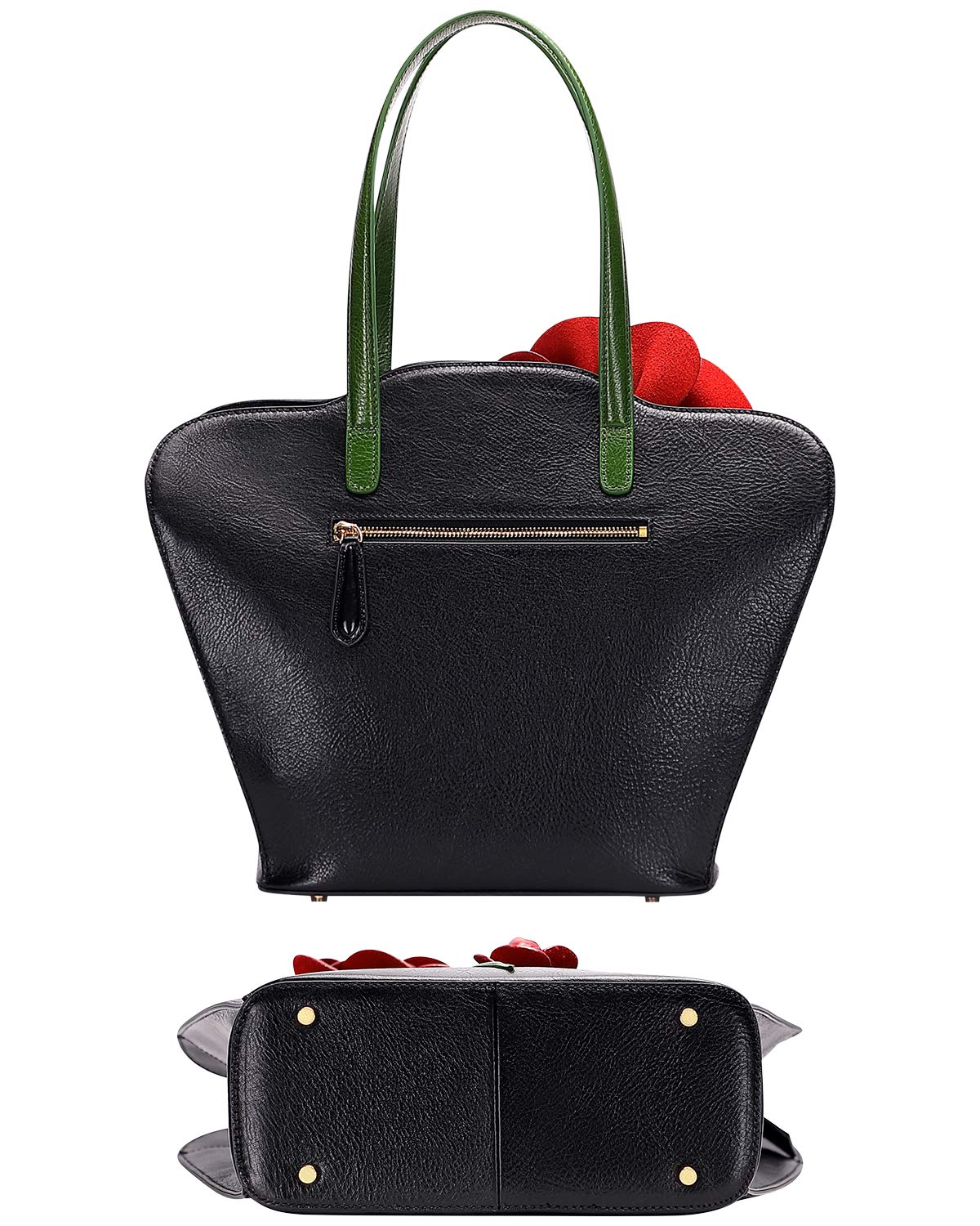 PIJUSHI Designer Floral Purses and Handbags for Women Top Handle Satchel Handbag Ladies Shoulder Bag(20105 Black)