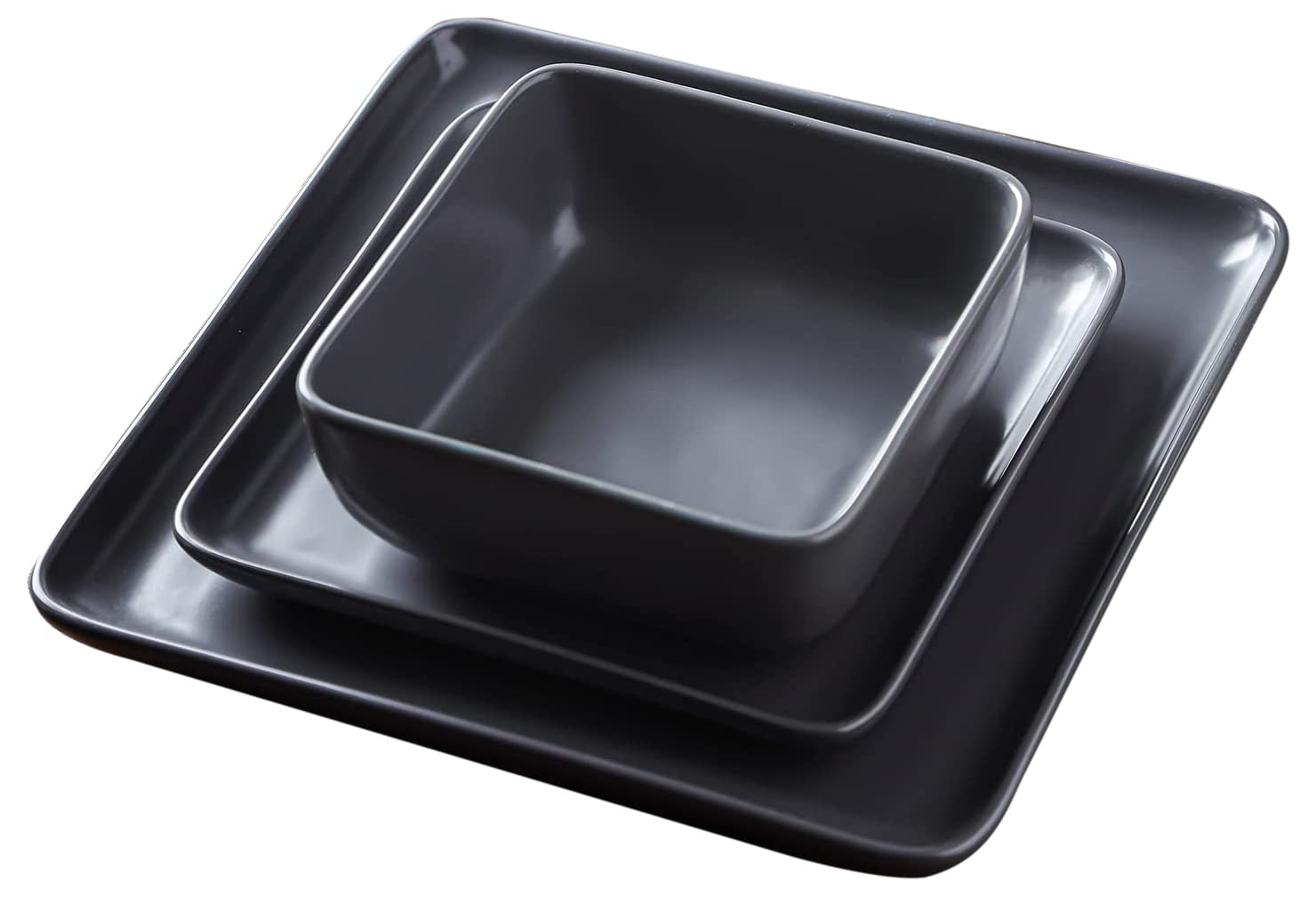 Stone Lain Amy Porcelain Dinnerware Set, 24-Piece Service for 6, Gray