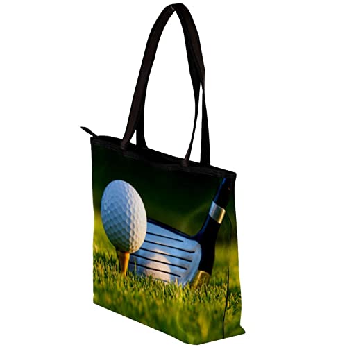 Women's Large Size Canvas Shoulder Bag Hobo Crossbody Handbag Casual Tote, Grass Golf