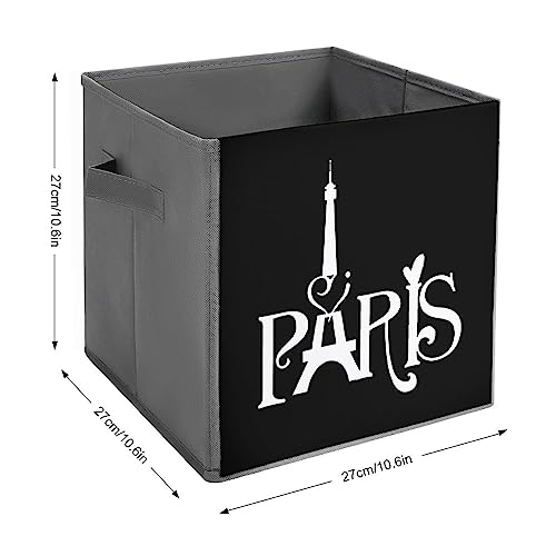 Paris Eiffel Tower Storage Cubes with Handles Foldable Fabric Bins Organizing Baskets for Shelves Closet