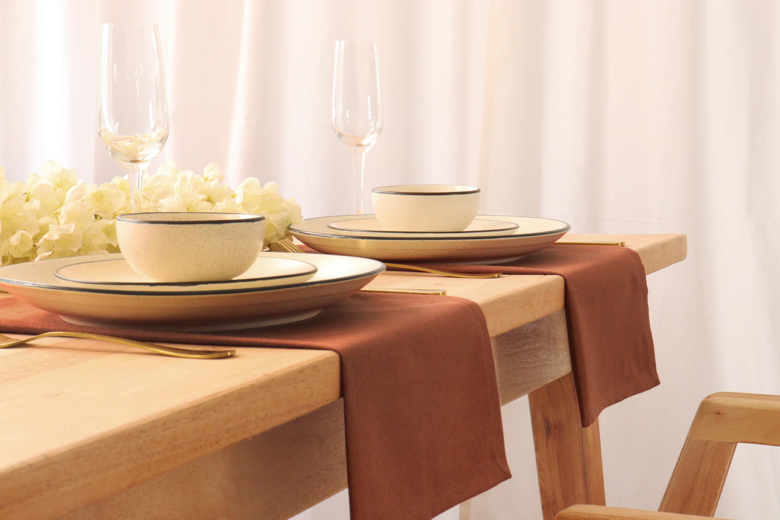 PurpleEssences Set of 12 Cloth Dinner Napkins 100% Cotton 18x18 - Soft Durable Washable - Ideal for Farmhouse Party Spring and Summer - Perfect Everyday Use Table Linen - Rust