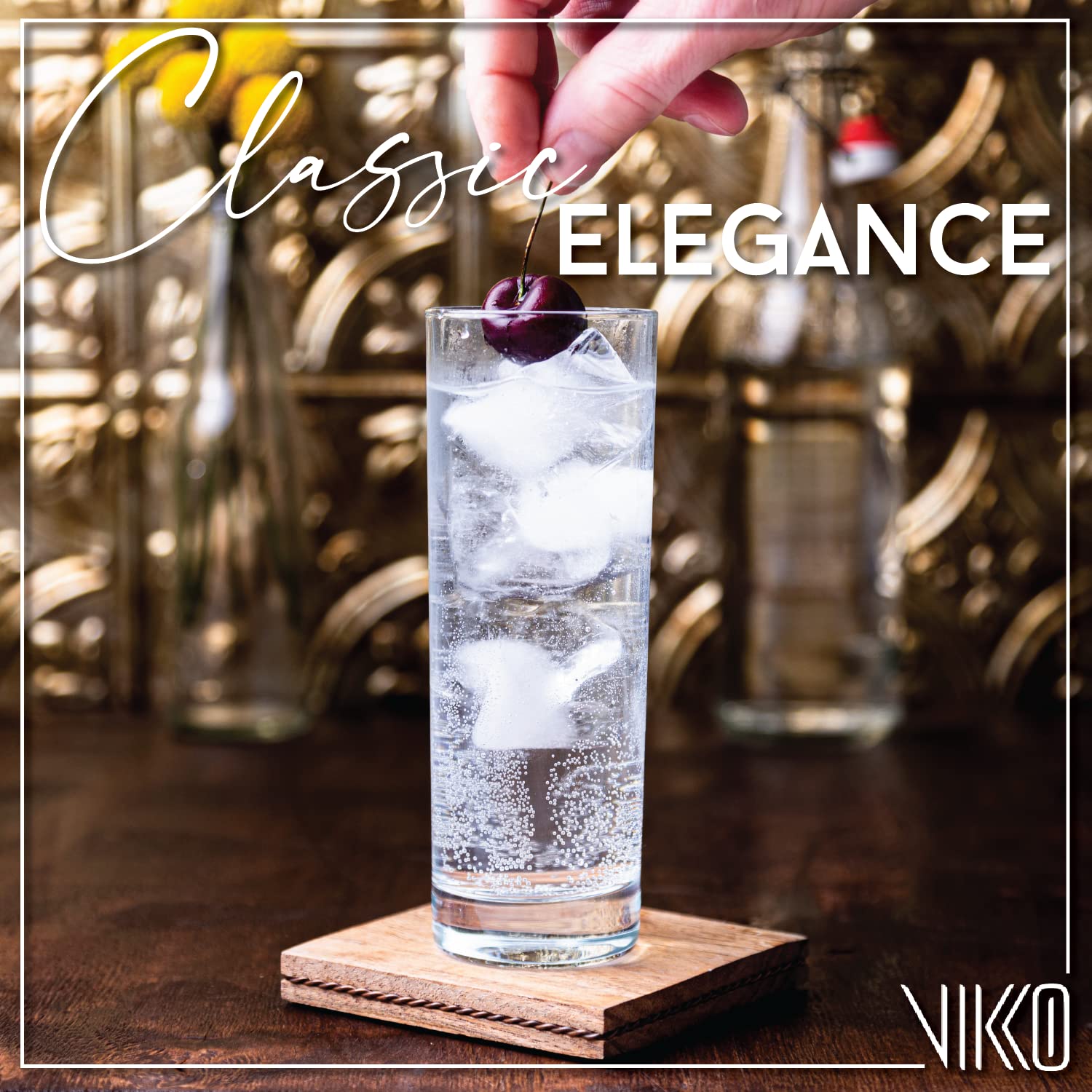 Vikko Highball Glasses with Weighted Base, 10.75 Ounce Drinking Glass, Set of 6 Collins Glasses for Juice, Water, Beverages and Cocktails