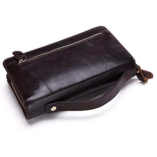 ZCMEB Men's Men's Wrist Handbag Double Zipper Wallet Wallet Mobile Phone Cash Card Holder
