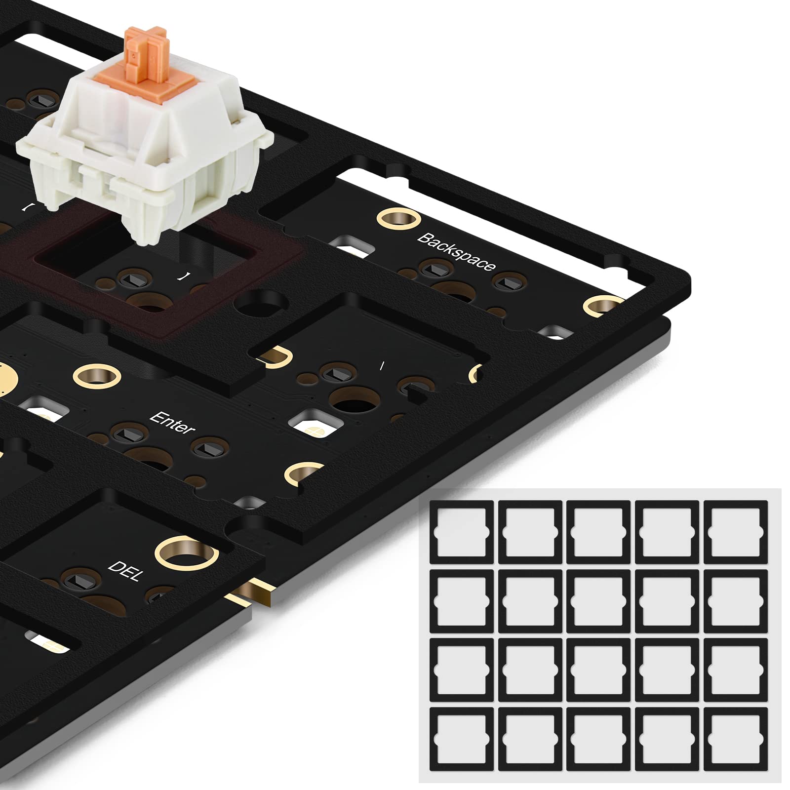 RunJRX Poron Keyboard Positioning Board Pads 0.5mm thick,Customized Keyboard Positioning Board Poron Dampener with Tweezers for installation