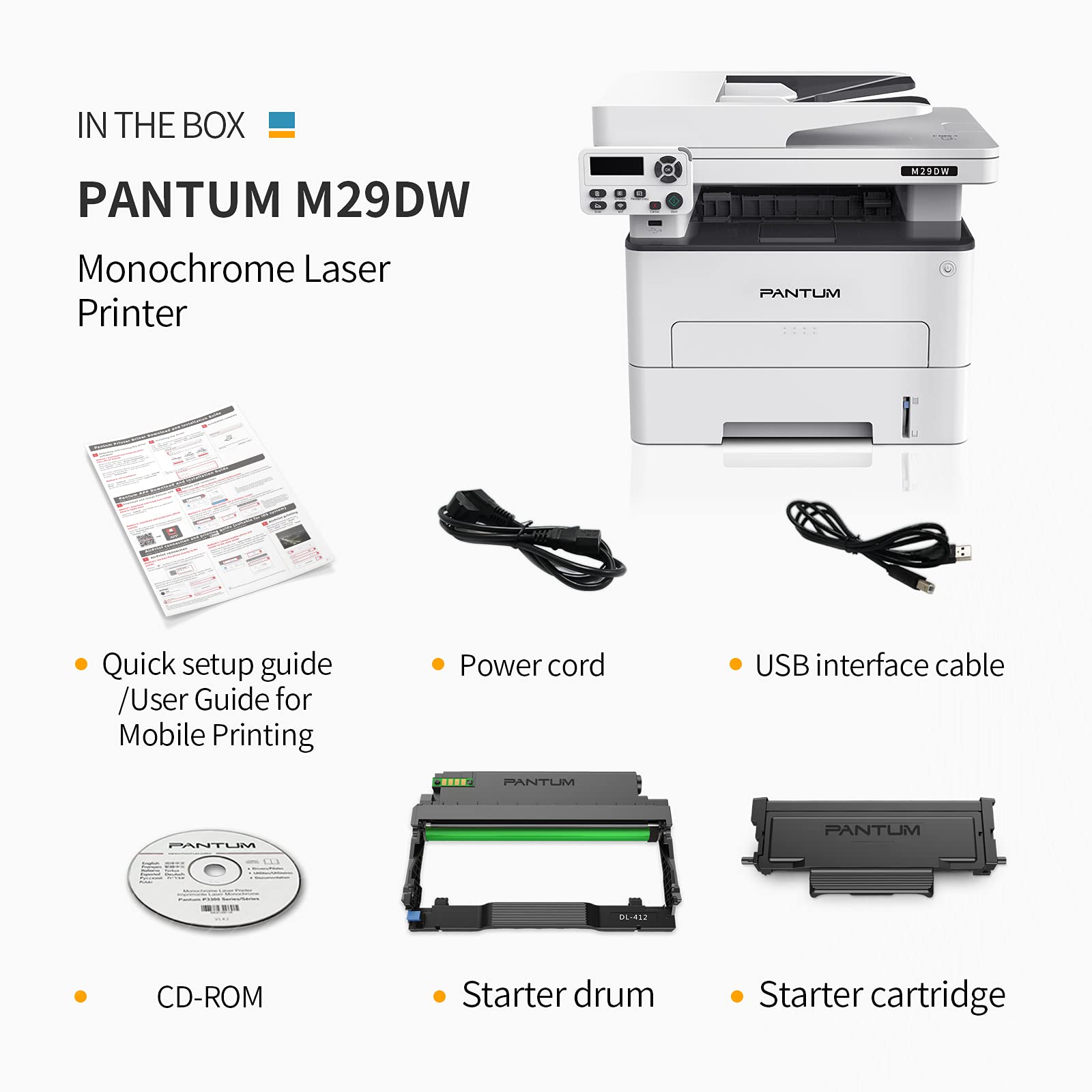 Pantum Copier Wireless All in One Laser Printer Scanner Copier, Print Black and White, Auto Two-Sided Printing, Print at 35PPM, M29DW(V3T76A)