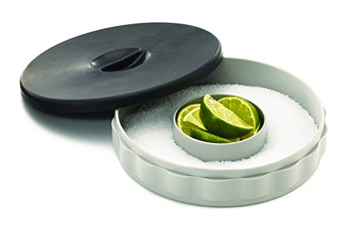 Tablecraft 2 Piece Glass Rimmer Tray with Non-Slip Top, Silver/Black